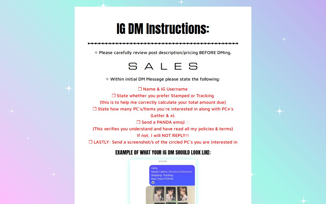 DM Instructions